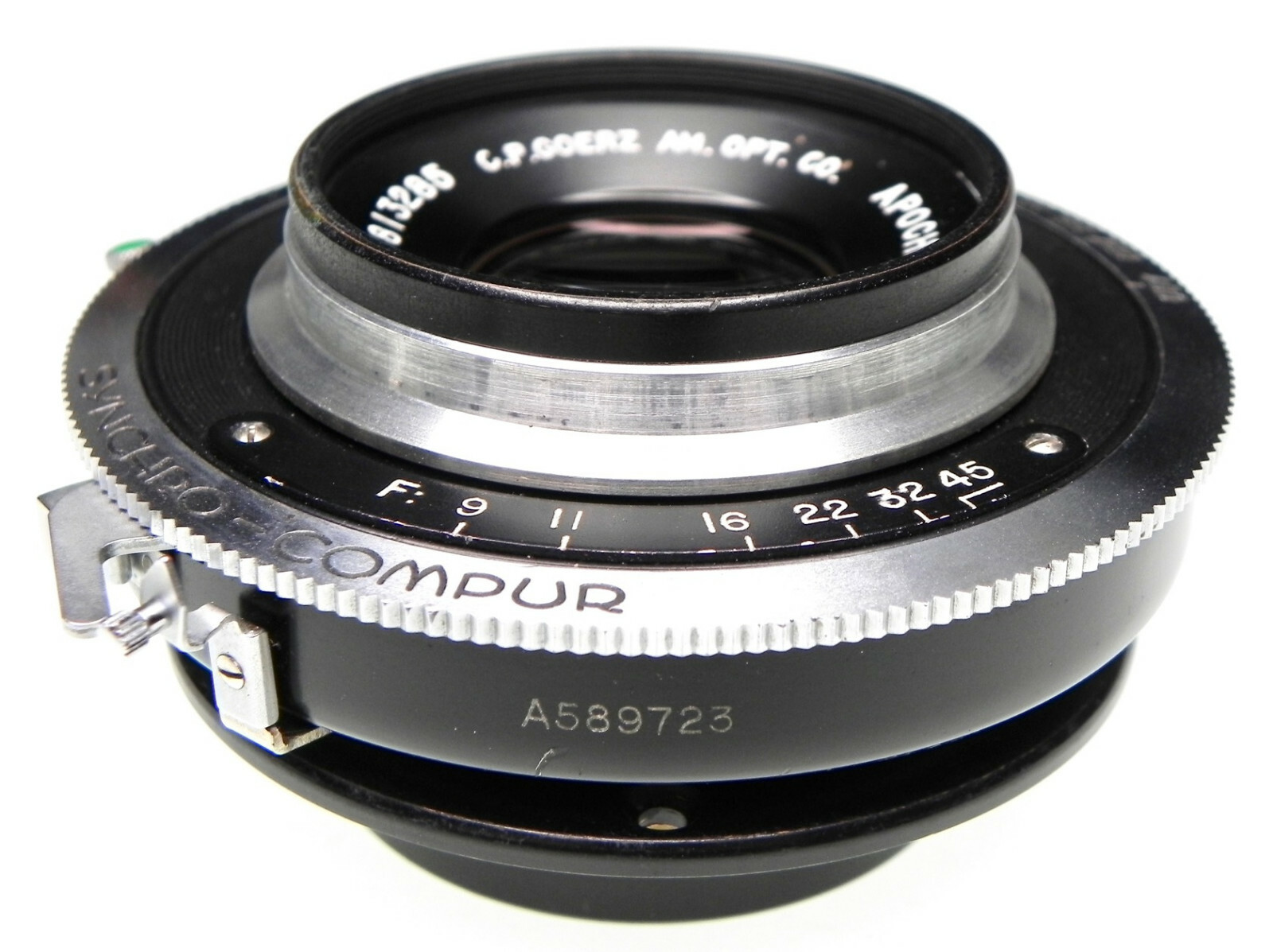 Goerz 8.25in f9 Apochromat Red-Dot Artar synchro-compur shutter #813285 ...