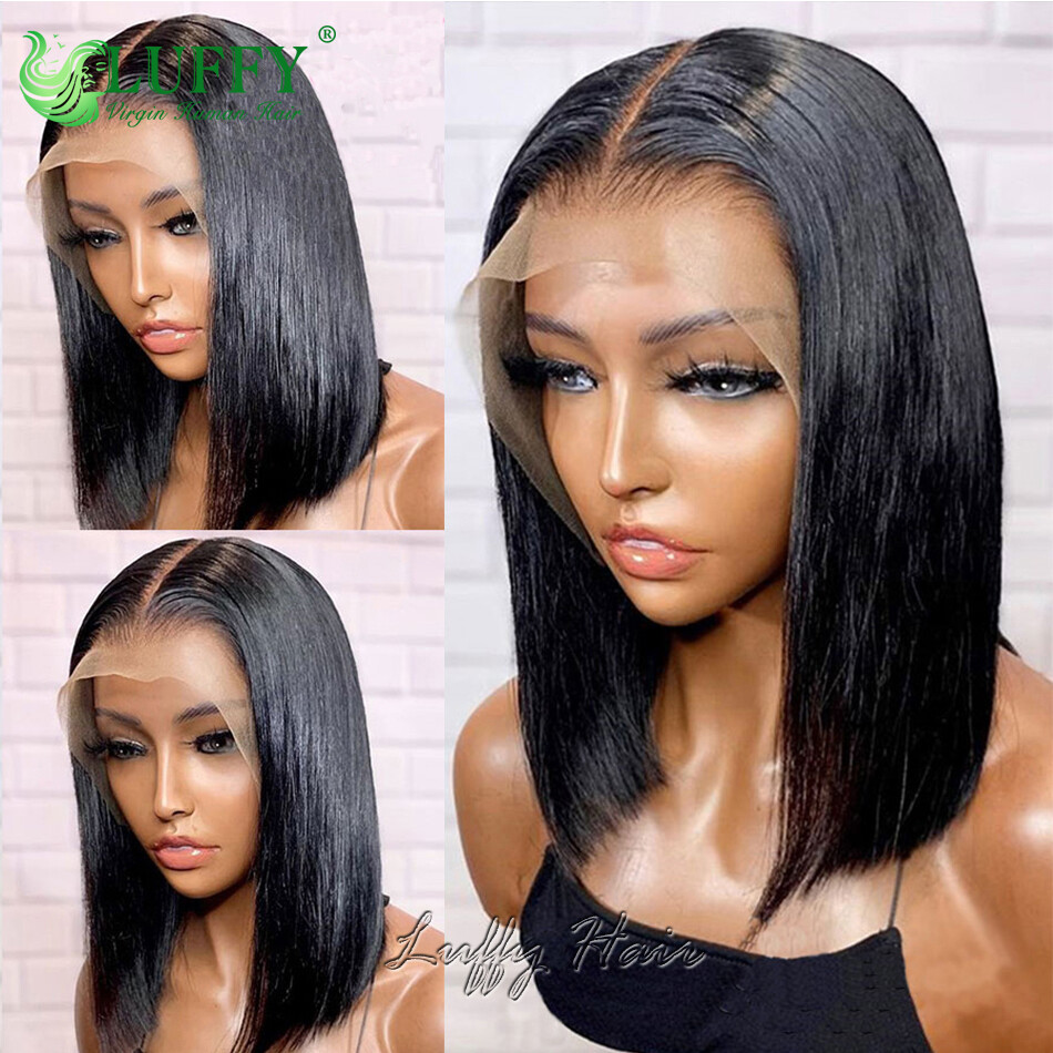 Silk Top HD Full Lace Wigs Brazilian Human Hair Straight Short Bob Silk ...