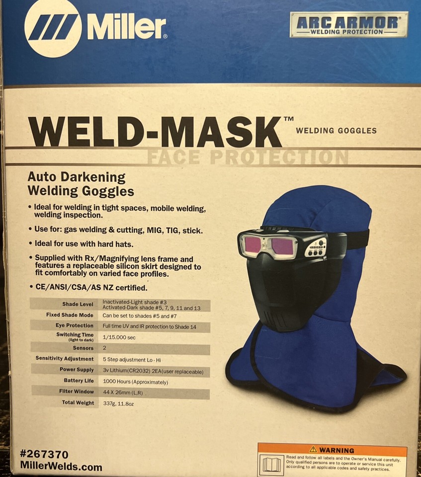 Miller Weld-Mask Welding Goggles 267370 | eBay