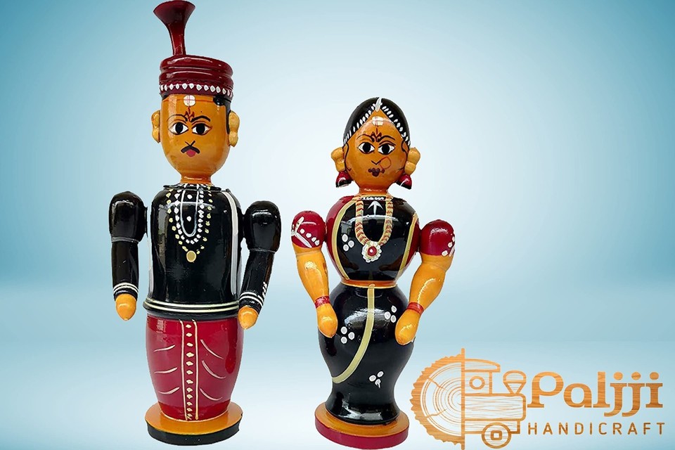 Decorative Handmade Kondapalli Wooden Bride Couple Set Handy Crafts ...