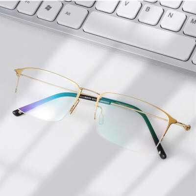 Ultralight Titanium Eyeglass Frames Flexible Unisex Half Rim Spectacles ...