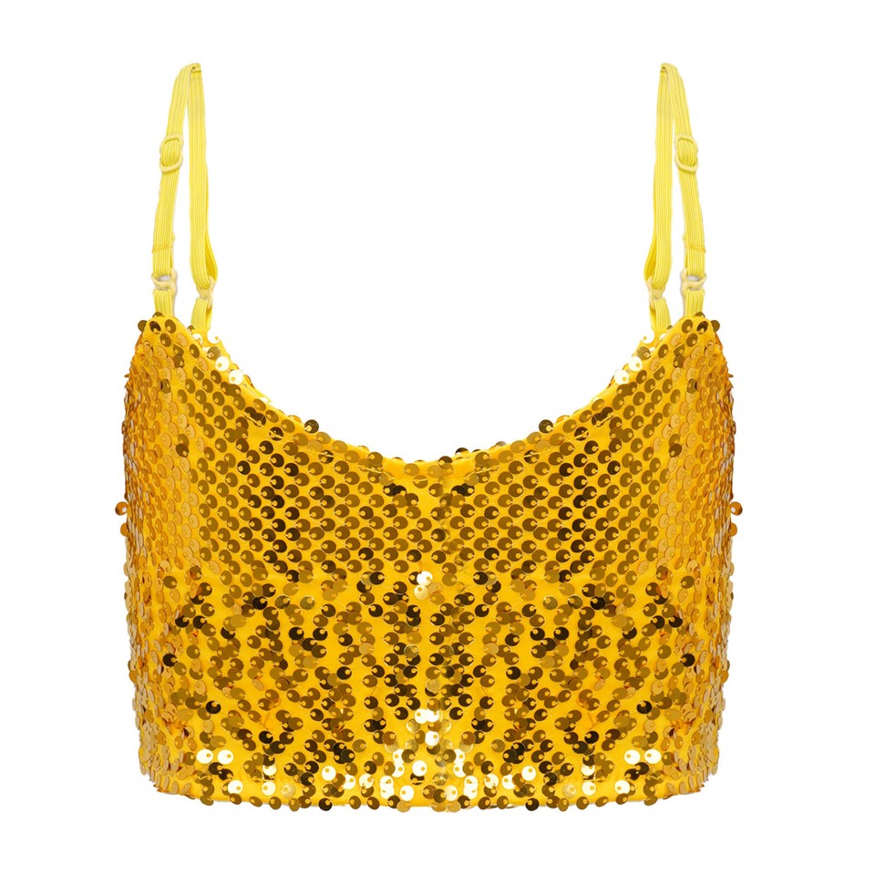 Kids Girls Stylish Adjustable Spaghetti Shoulder Straps Shiny Sequins ...