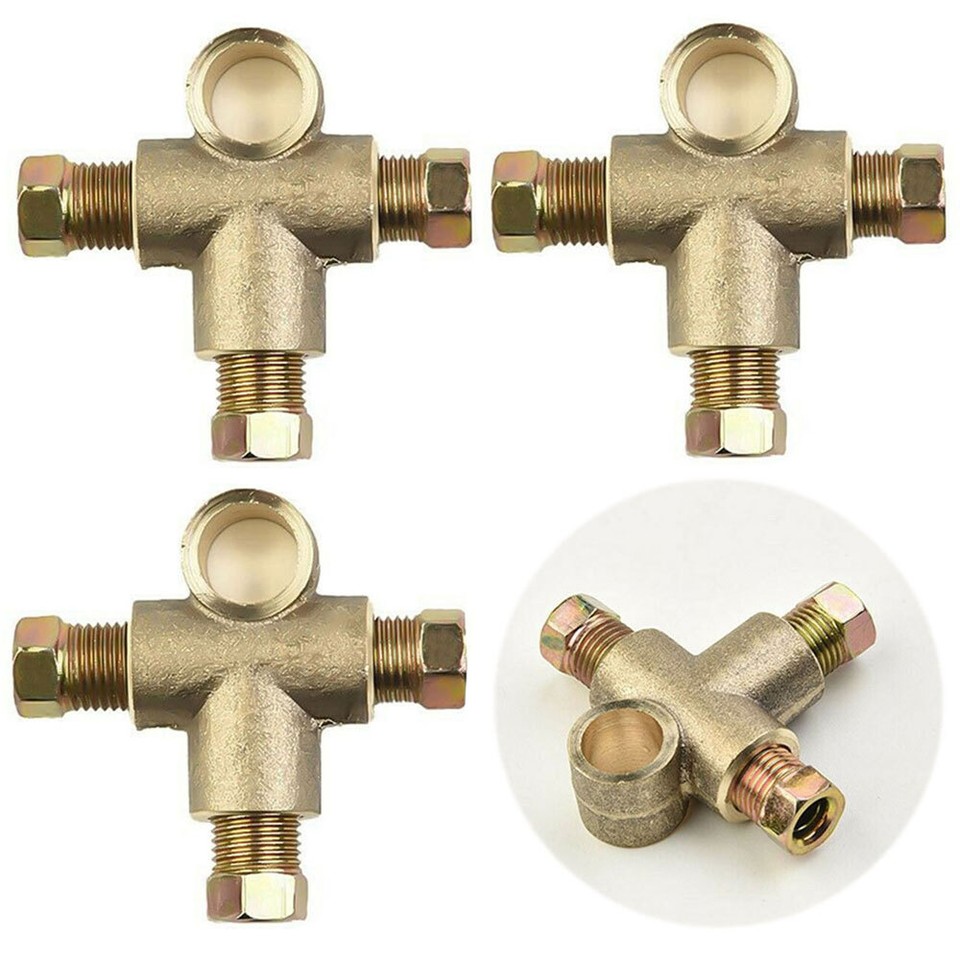 5x T-Shap Brake Line Tee Hose Connector 3-Way Adapter With 3 Male Nut ...