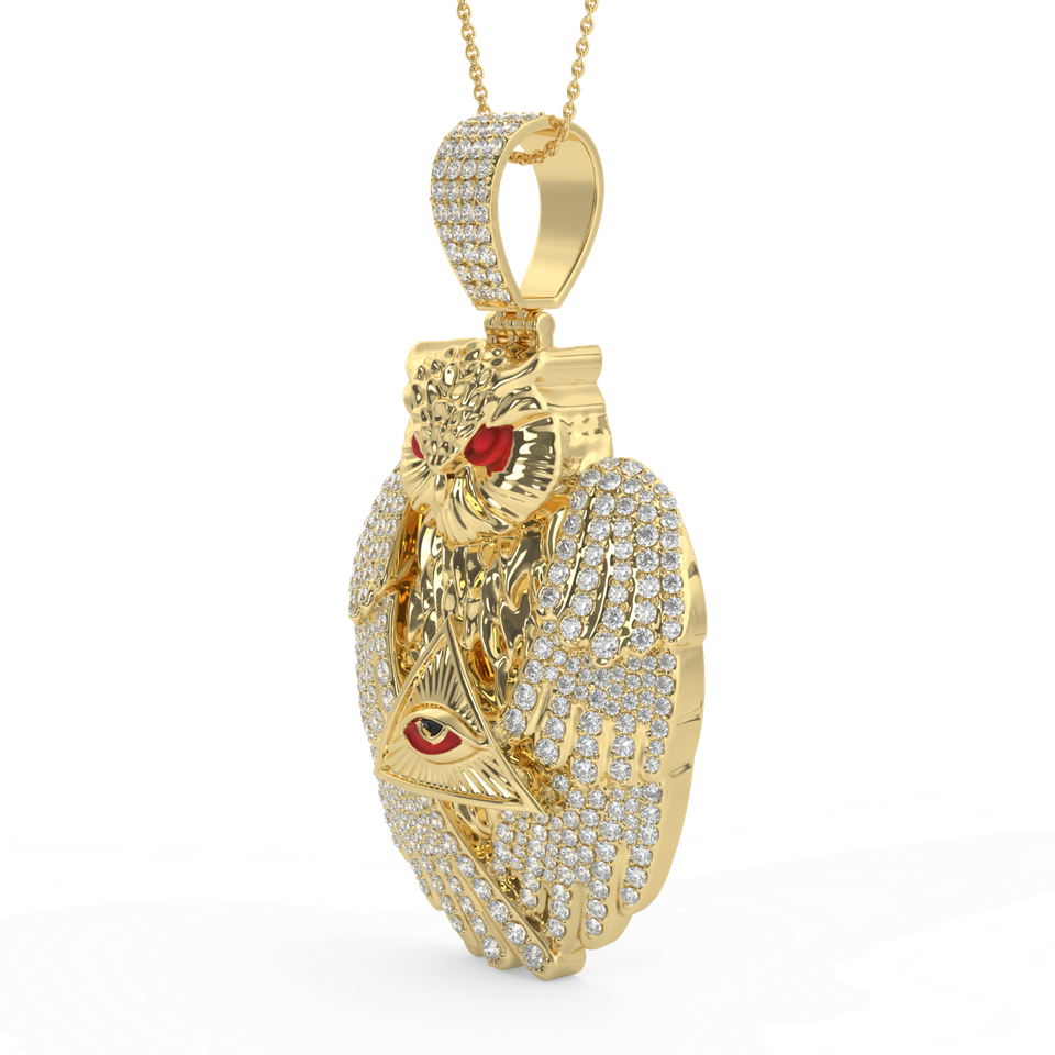 Real Moissanite Diamond Freemasonry Eye Masonic Owl 14K Gold Over ...