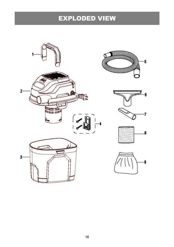 Hyper Tough 1.5 Gallon 2 Peak HP Poly Wet/Dry Vacuum, VH105 3502, New ...