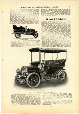 1904 St. Louis Motor Car Co. Article & Pic: 3 Cylinder Boston Model ...