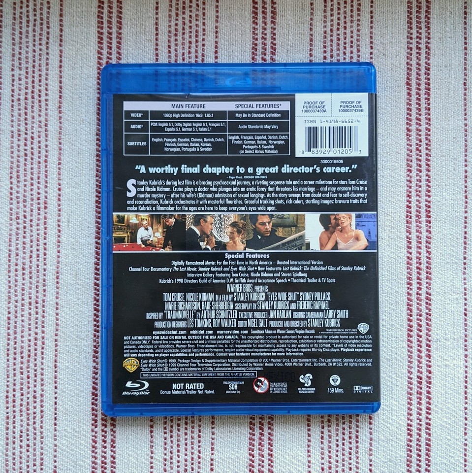 EYES WIDE SHUT (1999) - Blu-ray, Kidman, Cruise, Kubrick | eBay UK