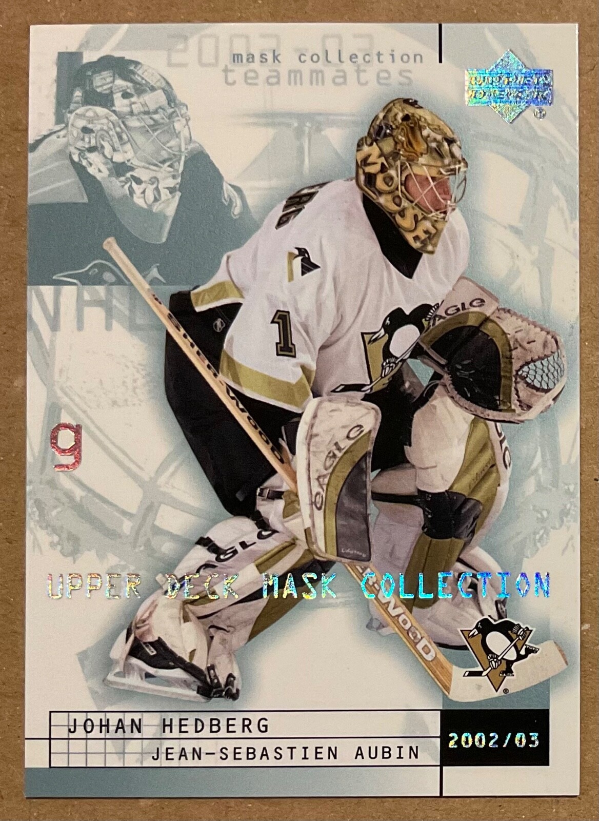 2002-03 JOHAN HEDBERG/J. S. AUBIN UD MASK COLLECTION TEAMMATES CARD #68 ...