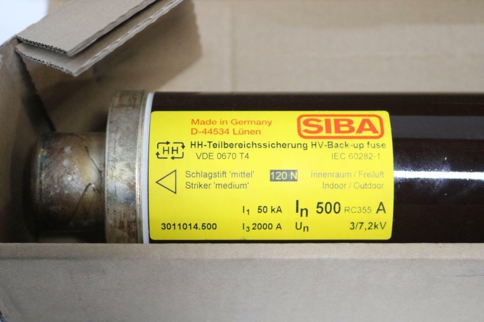 Siba 3011014.500 SIBA HV Striker Fuse 500A, 3/7, 2kV | eBay