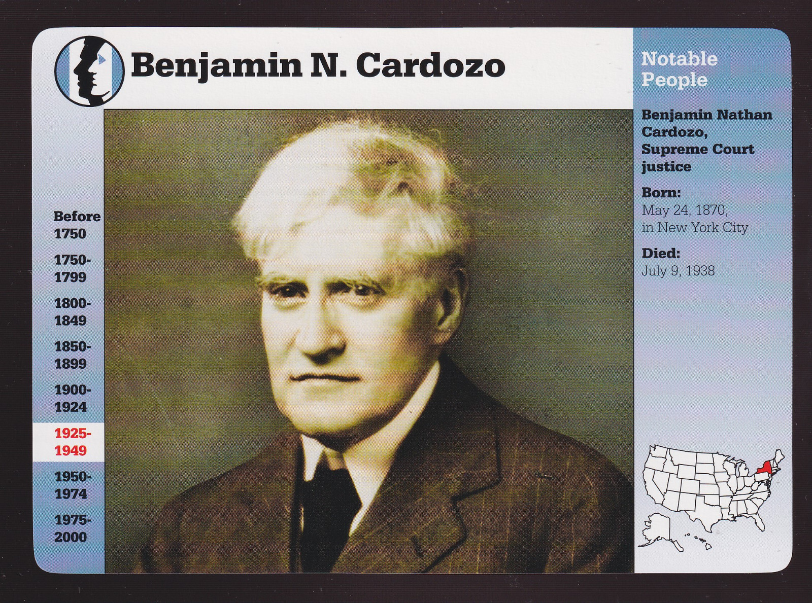BENJAMIN N. CARDOZO Supreme Court Justice 1998 GROLIER STORY OF AMERICA ...