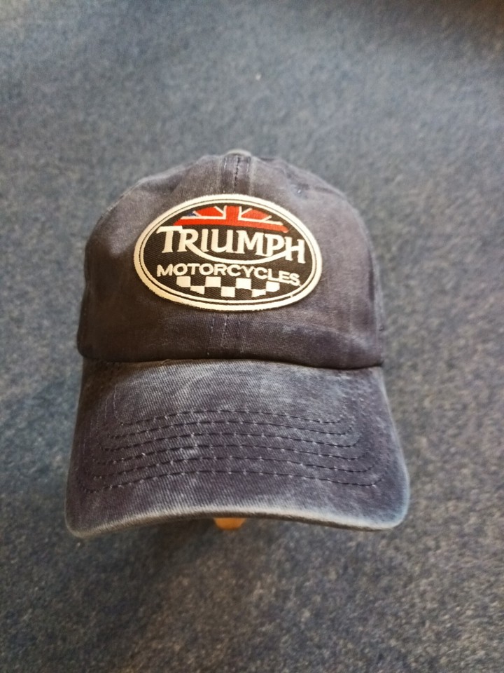 TRIUMPH BRITISH MOTORCYCLES Stone Washed Blue Baseball Cap Fits All ...