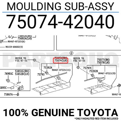 7507442040 Genuine Toyota MOULDING SUB-ASSY 75074-42040 | eBay