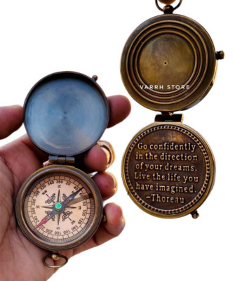 Vintage Antique Brass Pocket Compass Nautical Maritime Gift Compass ...