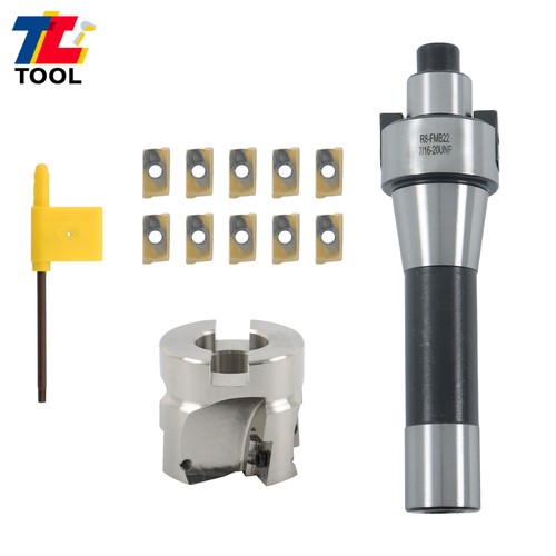 APMT1604 Carbide Insert 10Pc End Mill Shell Cutter R8 FMB22 Arbor 400R ...