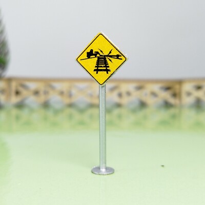 2 x HO scale railroad warning sign Caution Track sign trackside traffic ...