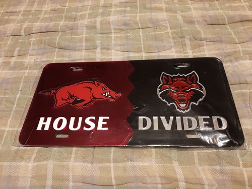 ARKANSAS Razorbacks / AR. STATE REDWOLVES HOUSE DIVIDED License Plate ...