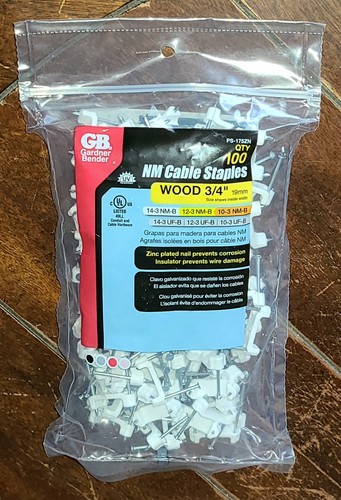 GB 100pc NM Cable Staples -Wood 3/4"- Item #PS-175ZN | eBay