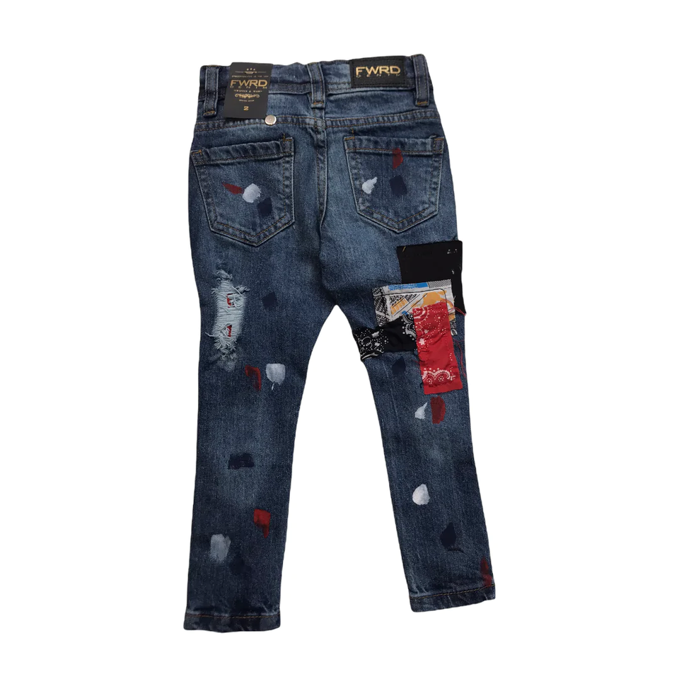 Little Kid's FWRD DENIM & CO. Bandit Patchwork Denim Jean | eBay