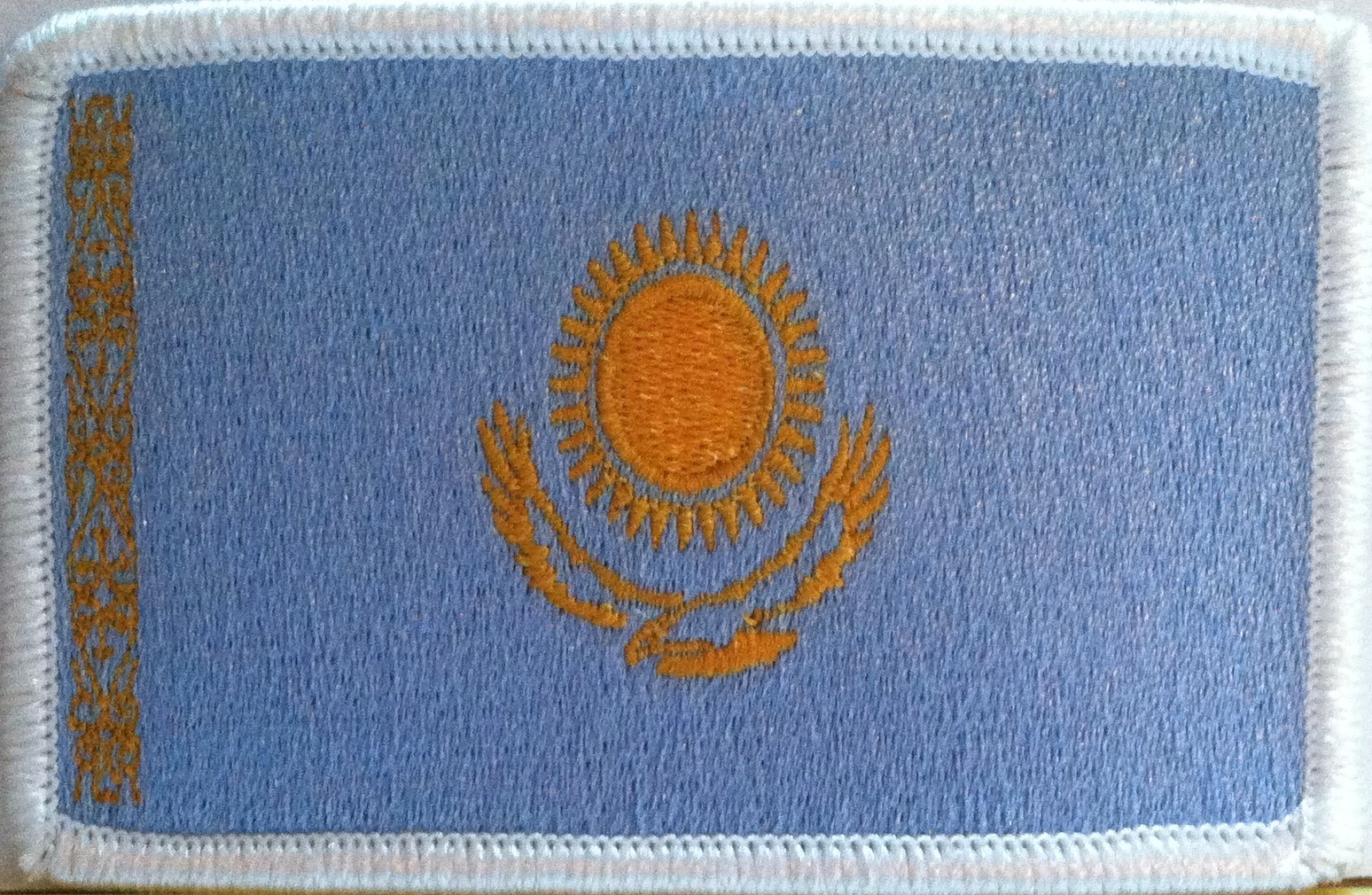 Kazakhstan Flag Patch With Hook Adhesive Fastener Military White Border | eBay
