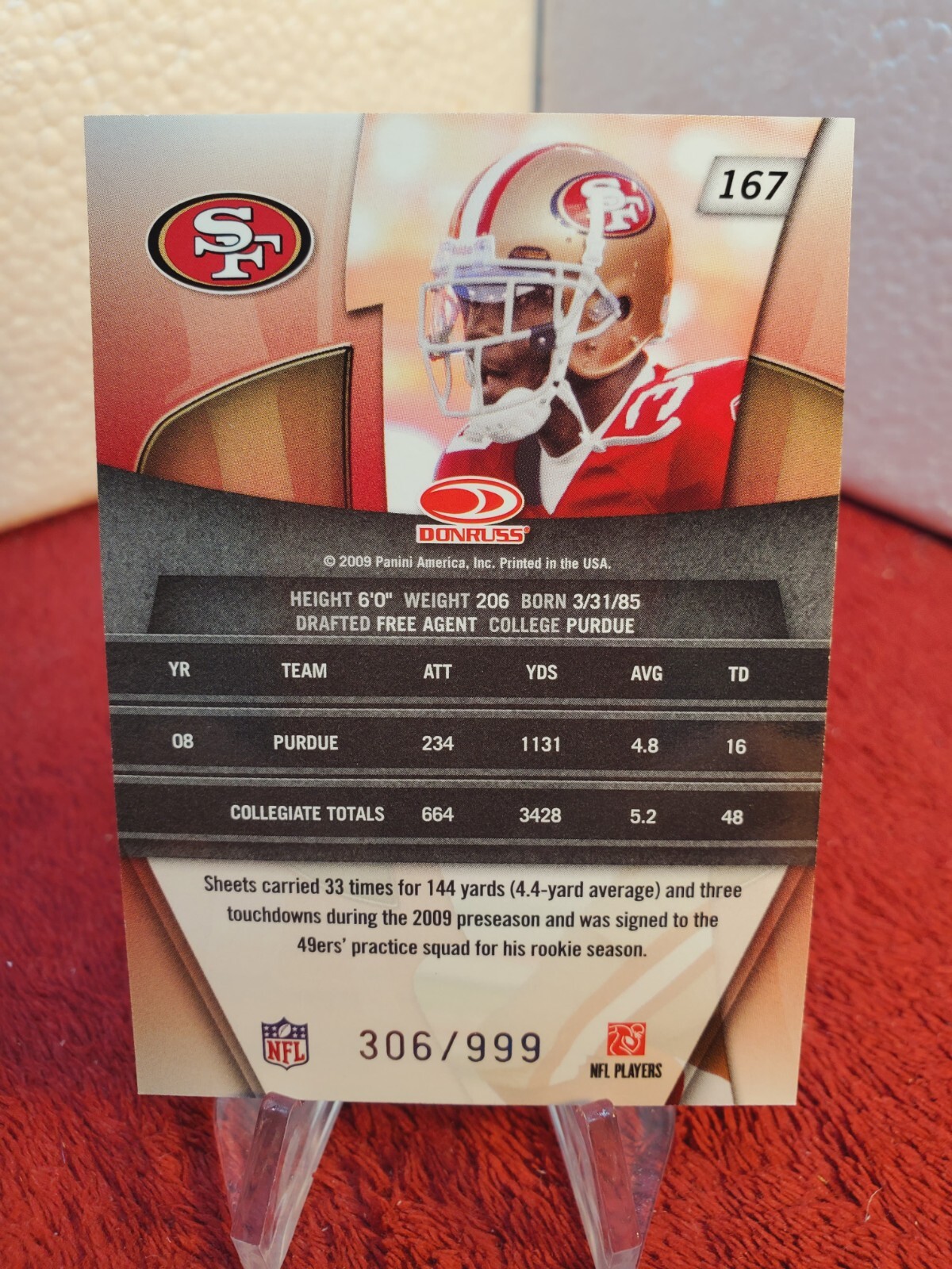 2009 Gridiron Gear Rookie #/999 Kory Sheets San Francisco 49ers | eBay