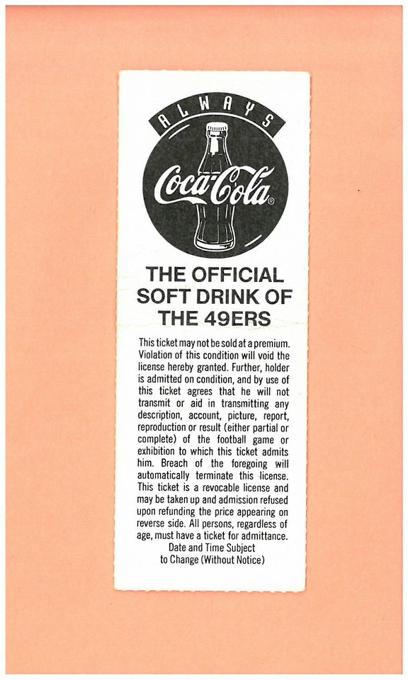 Houston Oilers at San Francisco 49ers 12-25-1993 ticket Jerry Rice ...