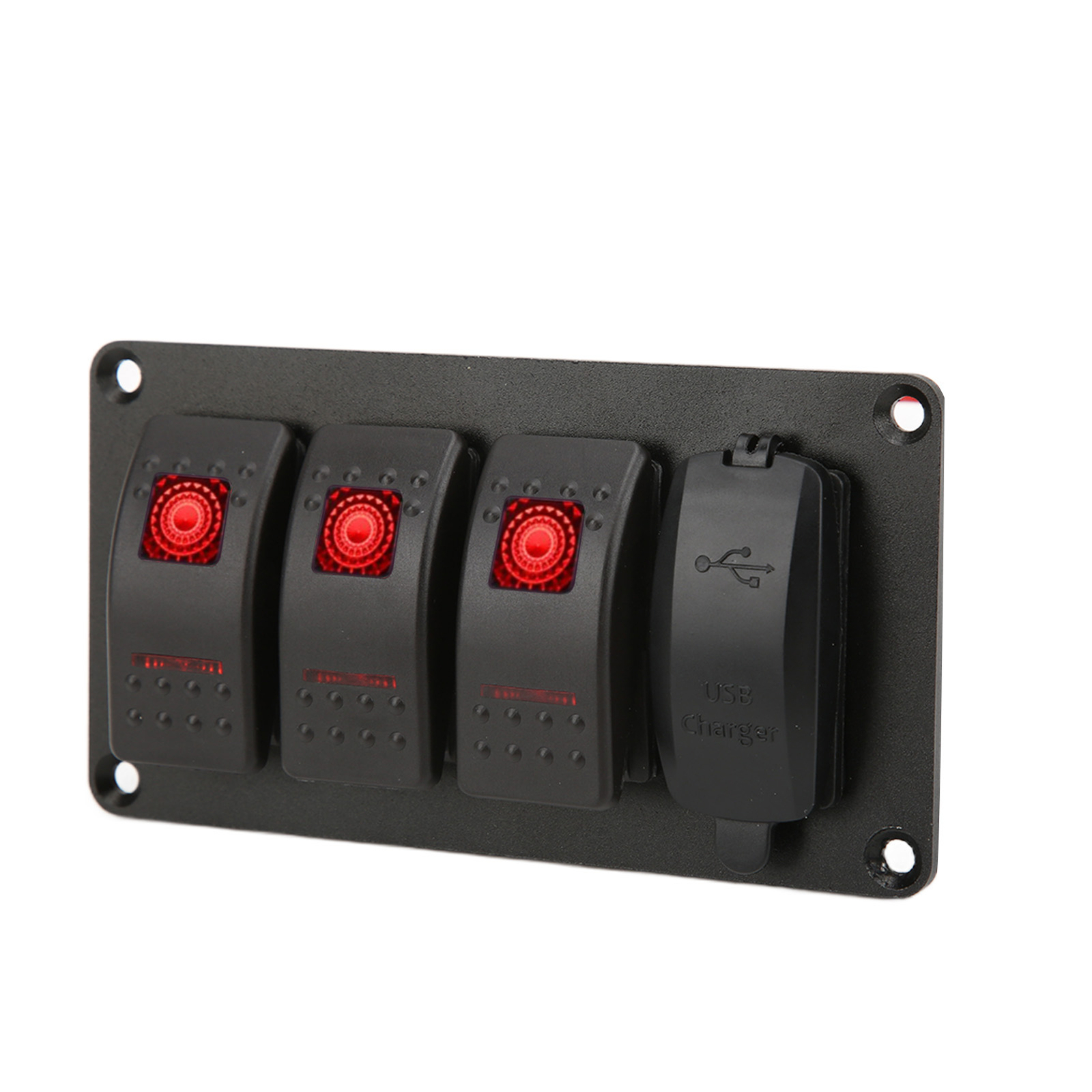 4 Gang LED Rocker Switch Panel 12V‑24V Dual USB Port 5V 3.4A IP67 ...