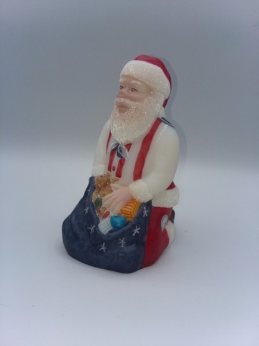 Vtg. Fenton 2000 Santa Claus Hand Painted Red, White And Blue USA ...