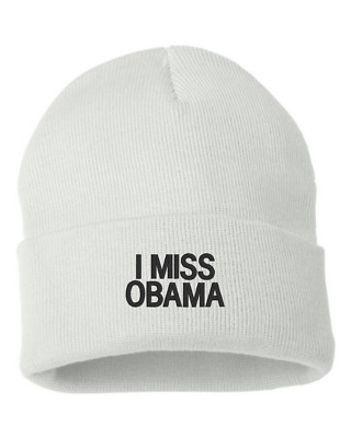 CUSTOM Embroidered I MISS OBAMA Beanie Hat shirt Byedon AntI Trump Joe ...