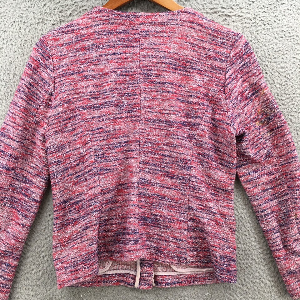 J Crew Poppy Jacket Womens S Pink Purple Micro Tweed Long Sleeve Blazer ...