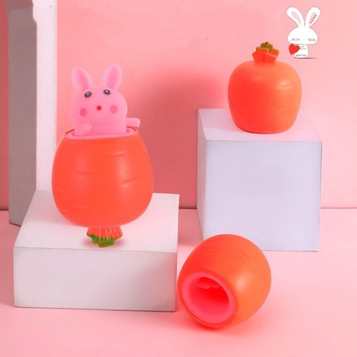 Carrot Shaped Bunny Squeeze Toy Realistic Carrot Doll Stress Sensory ...