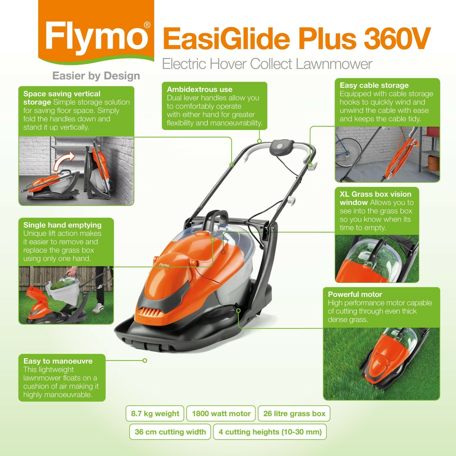 Flymo EasiGlide 360V Plus Hover Lawn Mower -Certified Refurbished ...