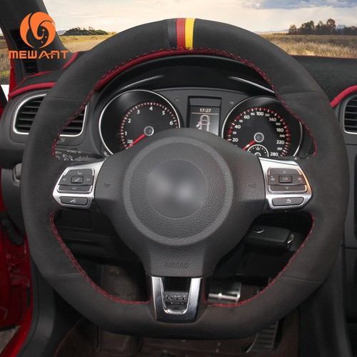 Black Suede Steering Wheel Cover for Volkswagen Golf 6 GTI MK6 VW Polo ...