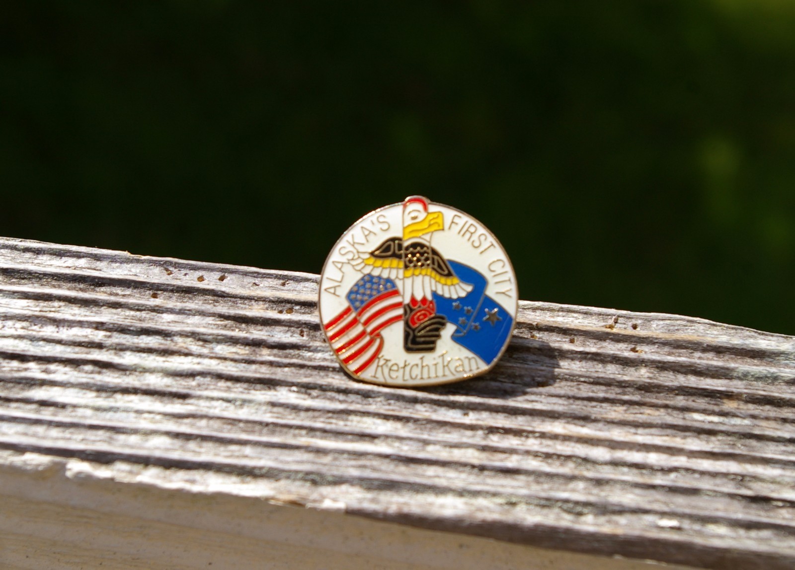 Alaska's First City Ketchikan US Flag Gold Tone Metal & Enamel Lapel ...