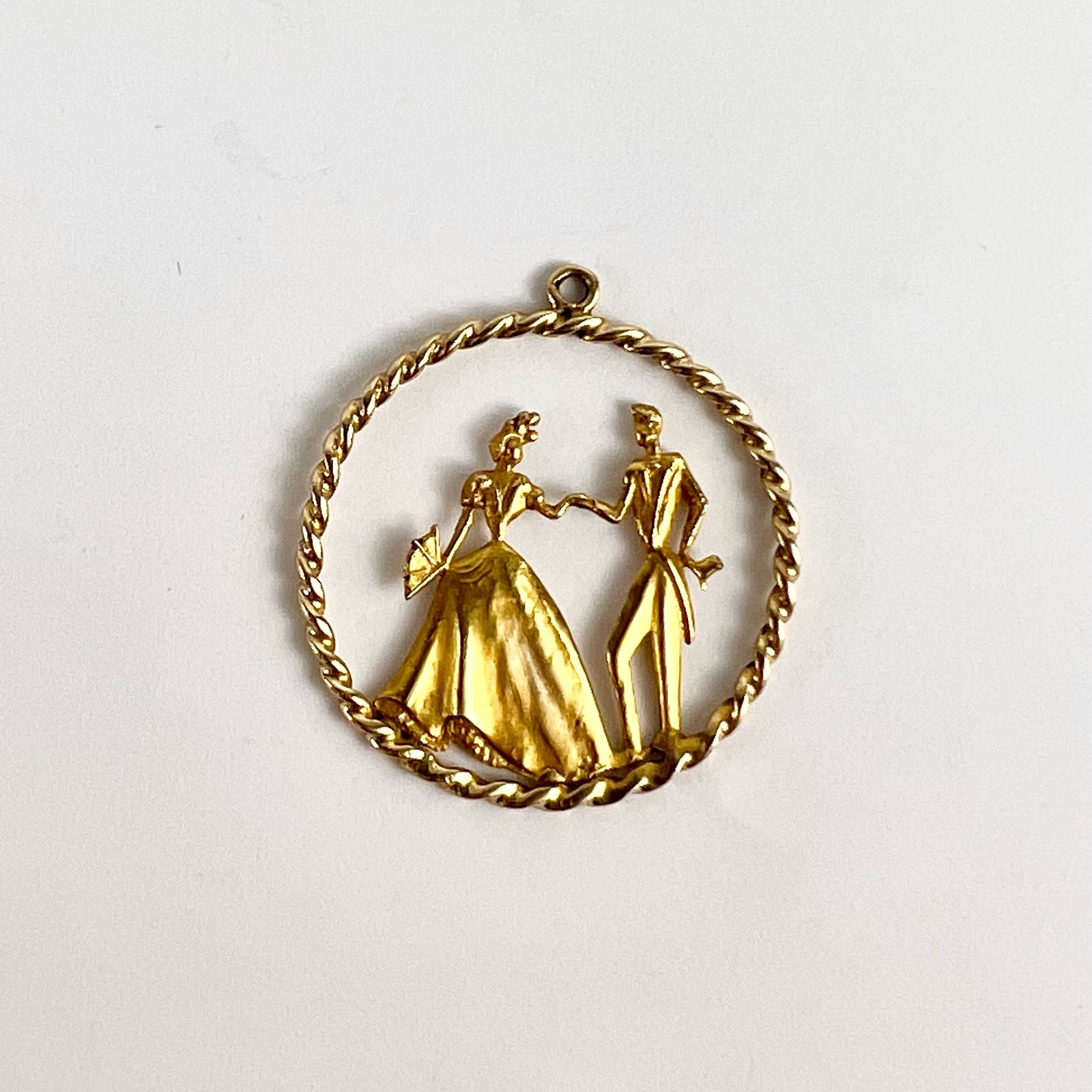 Vintage 14k Yellow Gold Man Woman Dancing Love Pendan… - Gem