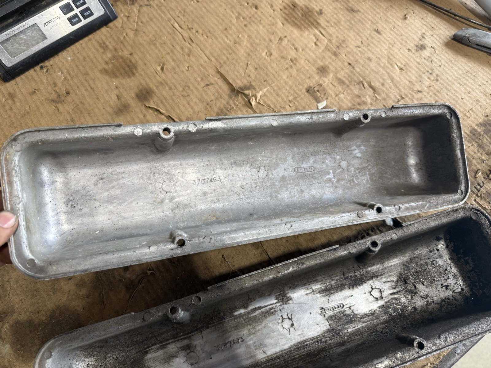 NOS 1959-67 Corvette 7 Finned Aluminum Script Valve Covers # 3767493 | eBay