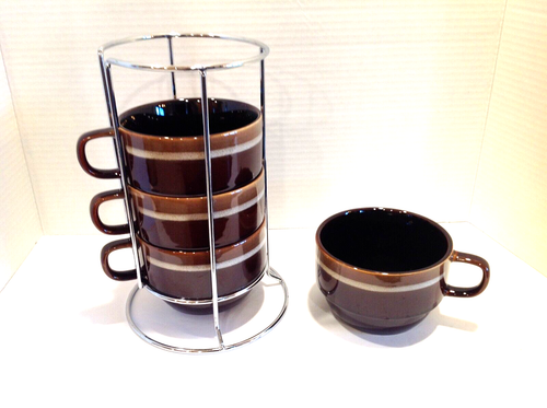 NWOT Pier 1 Stacking Stoneware Mugs in Holder 12 oz. | eBay