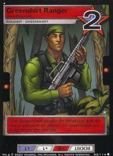 GI Joe TCG: Greenshirt Ranger, Joe Recruit [Played] from set GI Joe ...