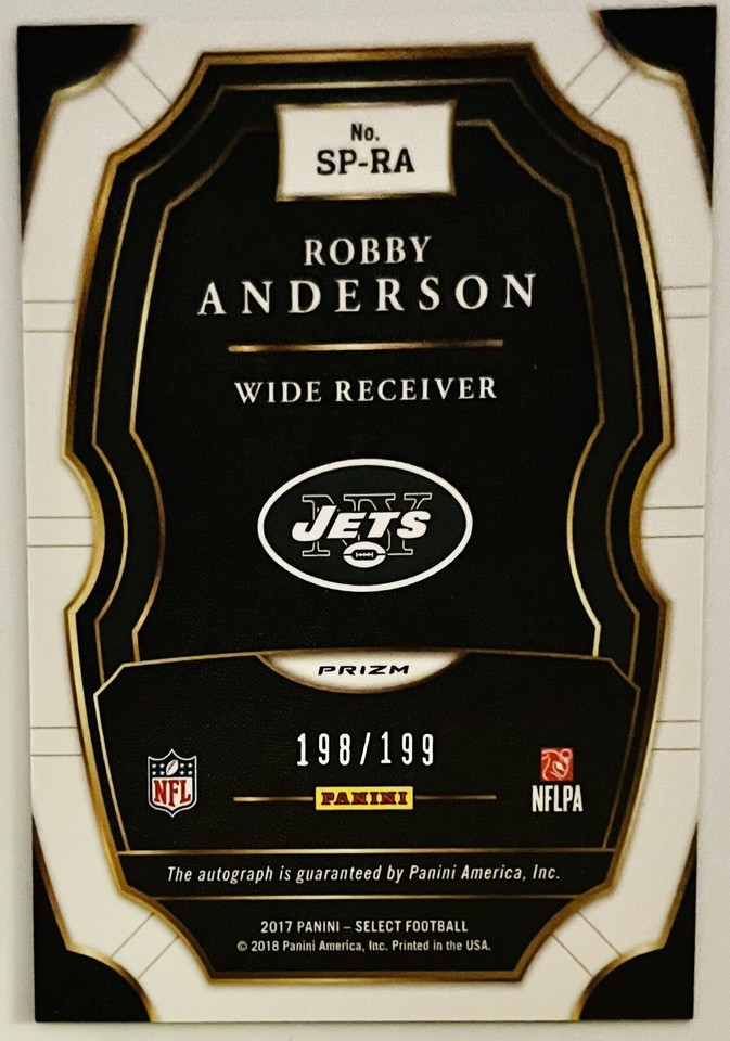 Robby Anderson /199 Autograph 2017 Panini Select NY Jets auto card | eBay