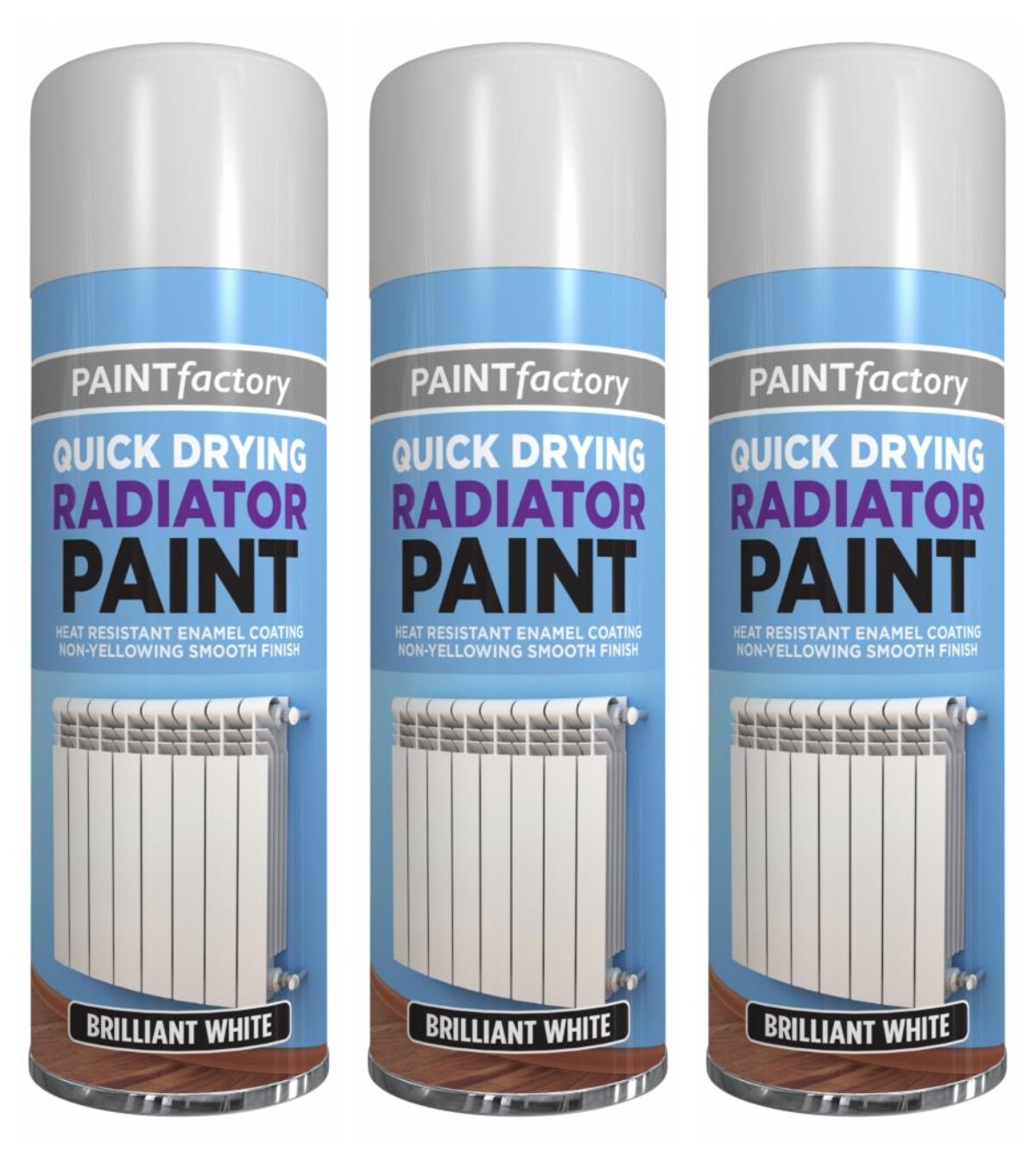 3 x 300ml Brilliant White Radiator Spray Paint Heat Resistant Enamel ...