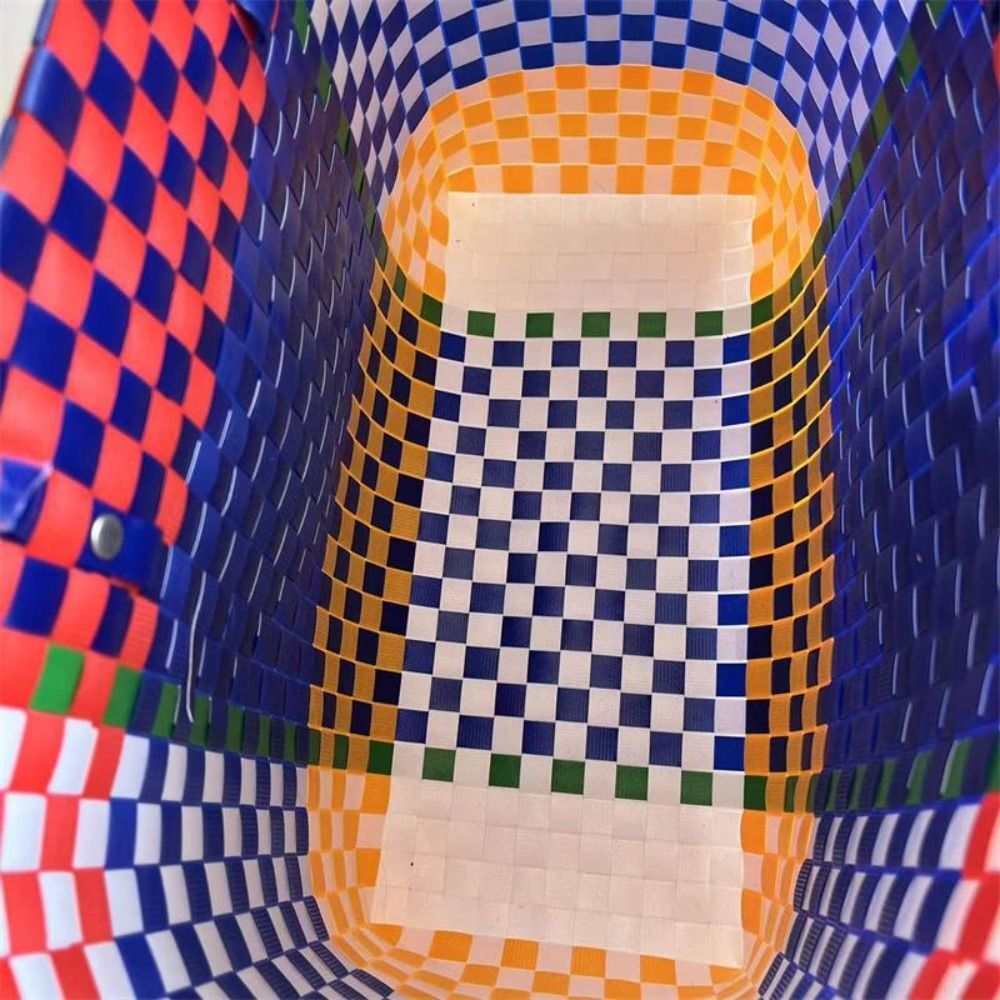 Handwoven Vegetable Basket Plastic Straw Bag Patchwork Handwoven ...