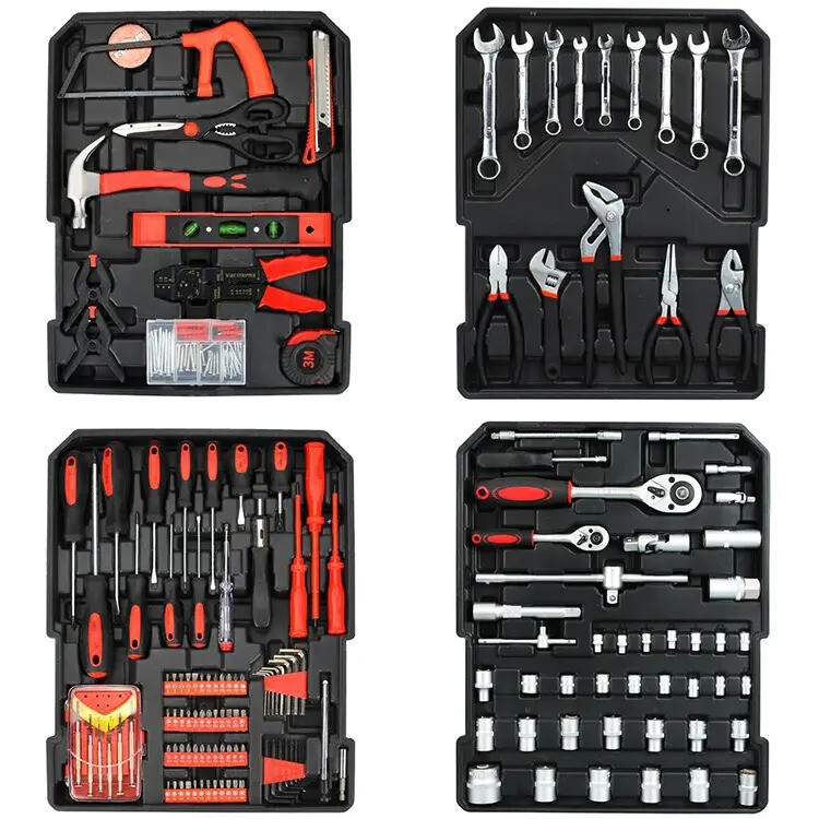 499PC Tool Kits Household Tools Kit Box Trolley Carry Toolbox Storage ...