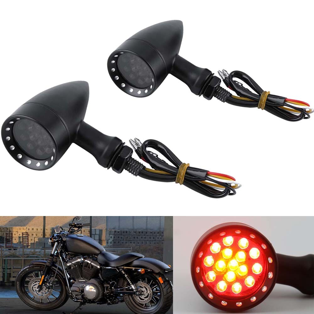 Amber LED Turn Signals Bullet Front Tail Light For Honda Rebel 250 300 ...