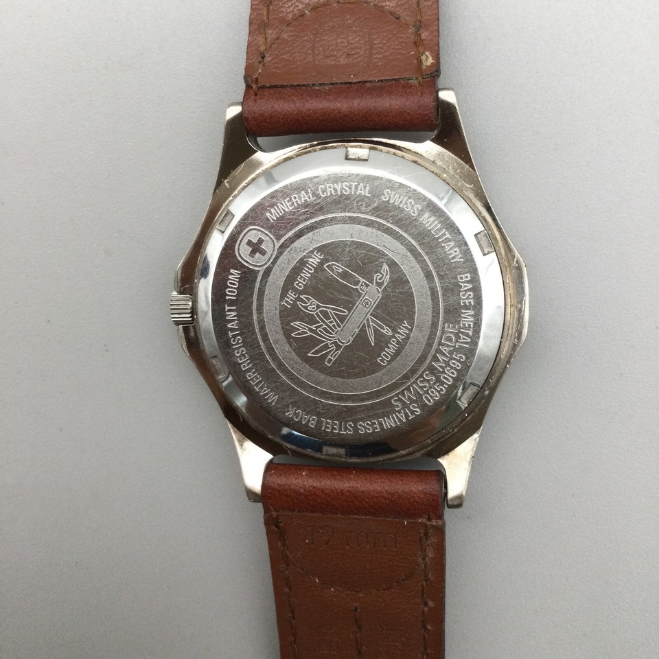 Vtg Wenger Bacardi Watch Men Swiss 37mm Silver Tone Date Leather New ...