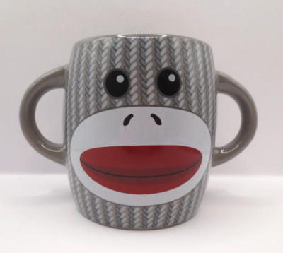 Sock Monkey Coffee Mug Gray Double Handle By Galerie - Novelty Sock ...