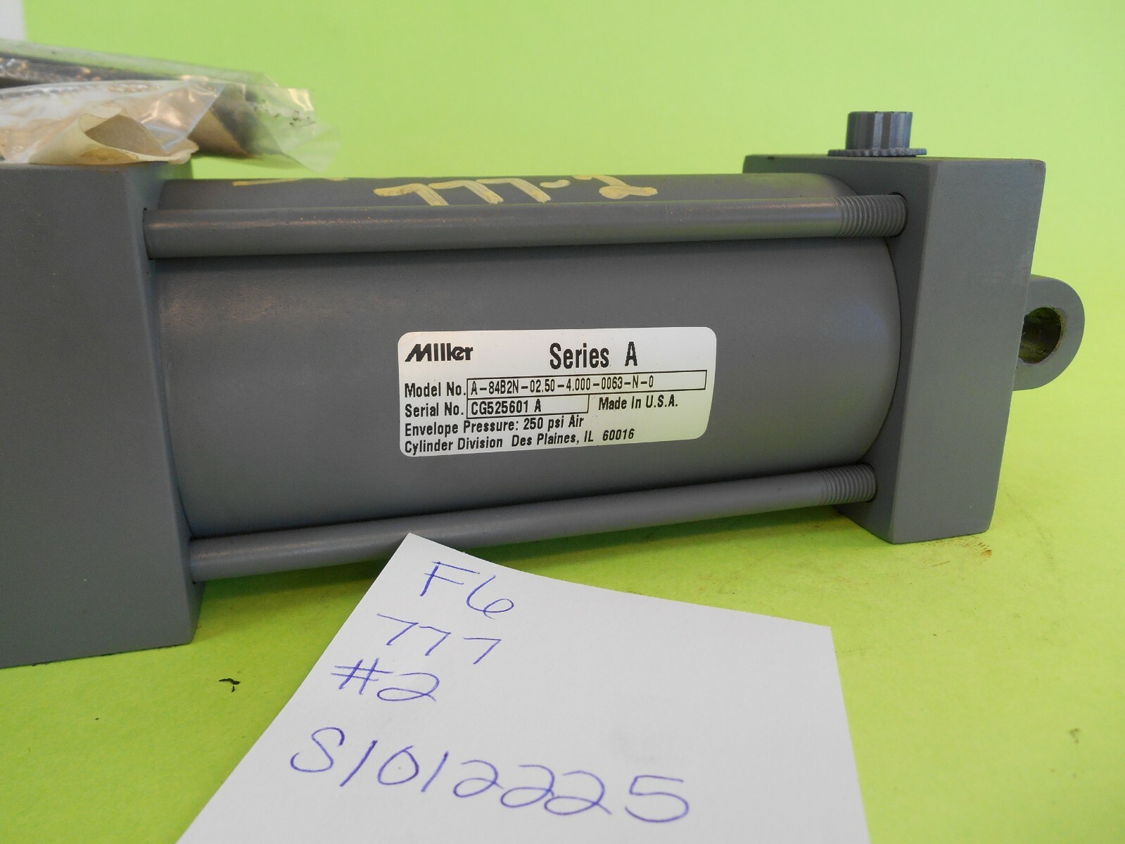 Miller Fluid Power Cylinder, Series A, Model # A-84B2N-02.50-4.000-0063 ...