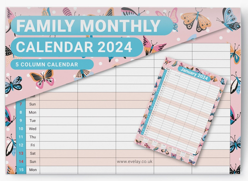 2024 Calendar Wall Monthly Planner Staff Rota Family Organiser ...