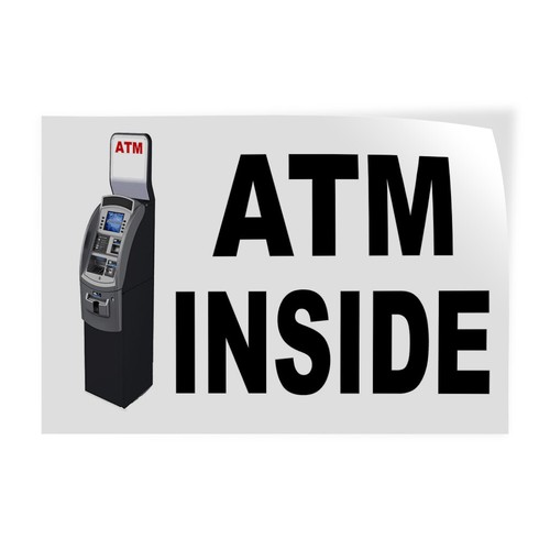 Decal Stickers Atm Inside with Atm Machine Vinyl Store Sign Label ...