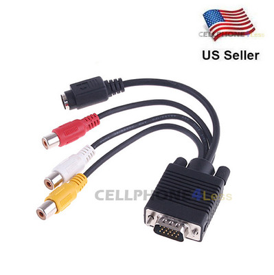 PC SVGA VGA to S-Video + 3 RCA Converter Adapter Cable | eBay