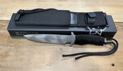 Fox Exagon Fixed Knife 6.75" Coated 440 Steel Blade Cord Wrapped Handle ...