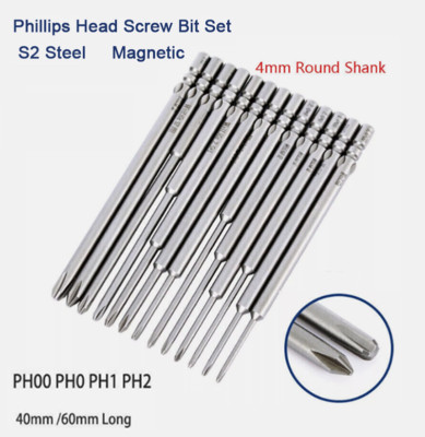 PH0 PH1 PH2 Phillips Head Screw Bit Set Impact Driver Drill Magnetic ...